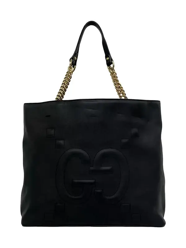 Gucci Gg Embossed Calfskin Tote Bag - Black