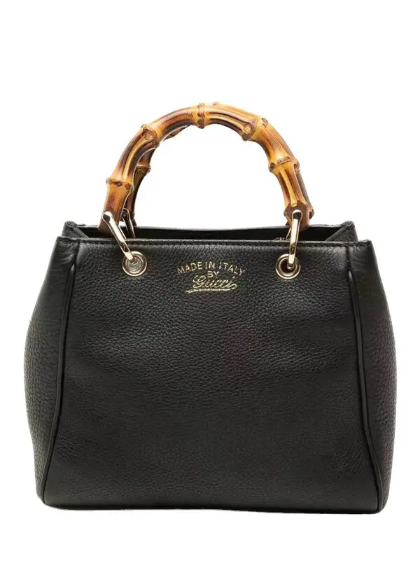 Gucci Calfskin Bamboo Shopper Satchel - Black