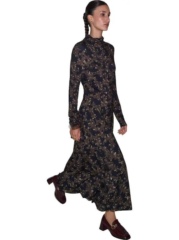 ME+EM Whimsical Bulbs Print Maxi Dress - Navy Multi