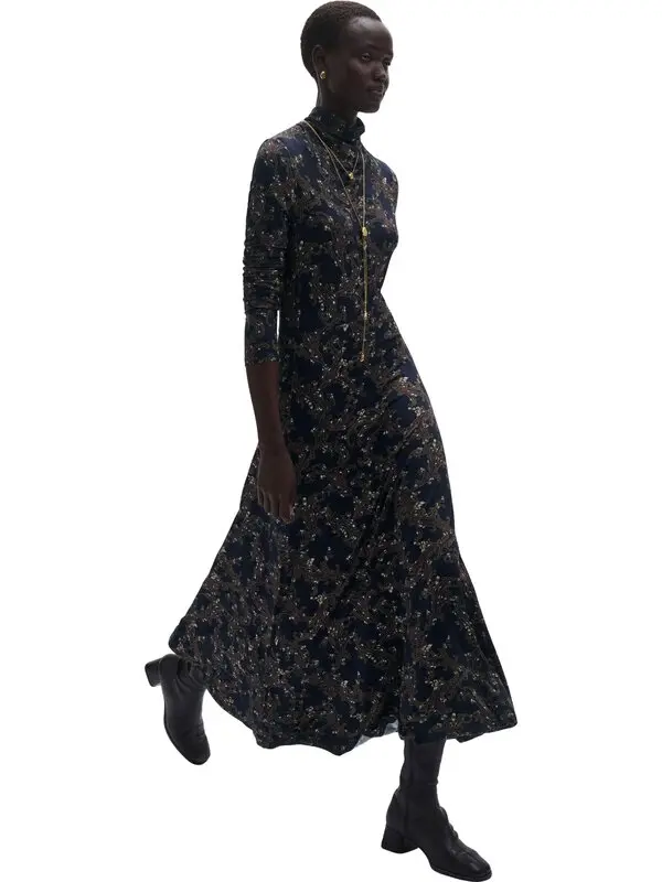 ME+EM Whimsical Bulbs Print Maxi Dress - Navy Multi