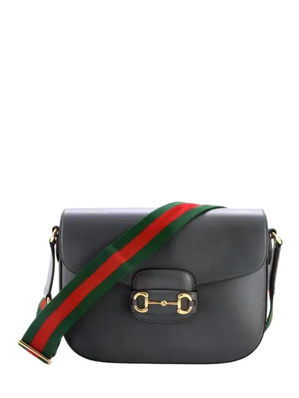 Gucci Horsebit 1955 Leather Large Shoulder Bag - Grey