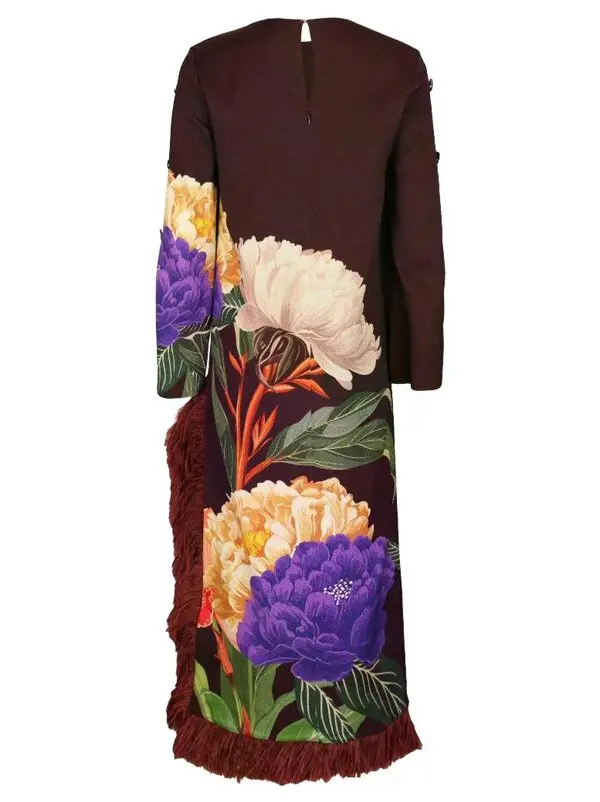 Borgo De Nor Brunetta Maxi Dress With Feather Trim - Brown
