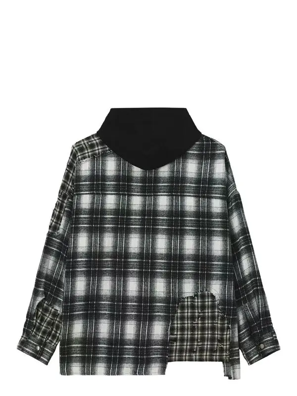 Izzue Check-pattern Hooded Shirt - Black