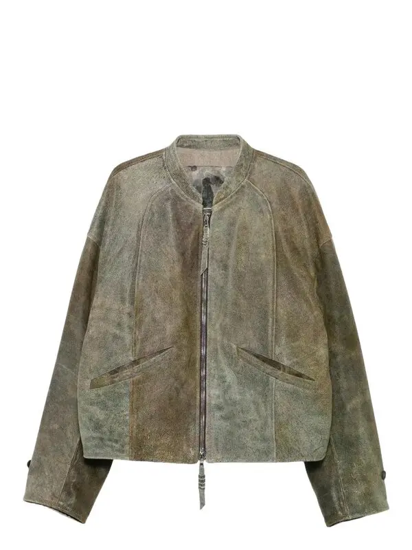 ZIGGY CHEN Faded Effect Leather Jacket - Brown
