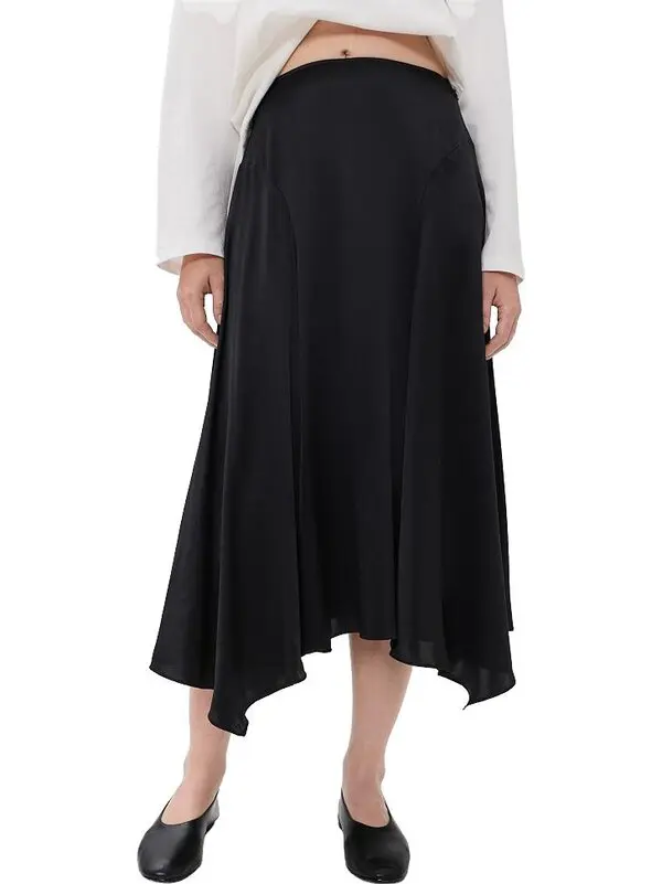 REFORMATION Mccall Silk Skirt - Black