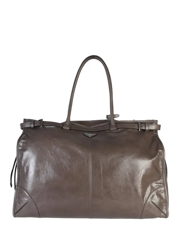 Prada Distressed Calfskin Shoulder Bag - Brown