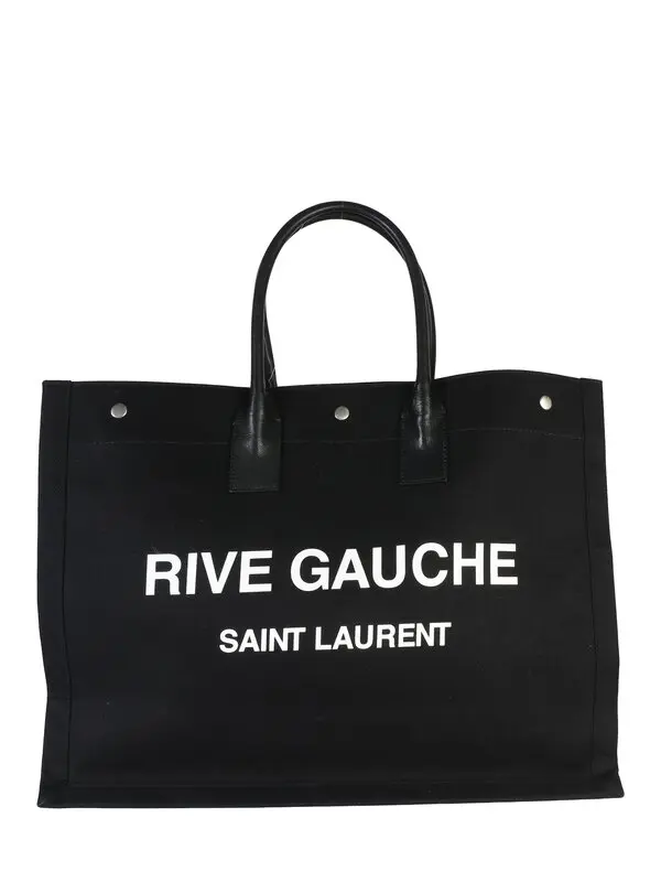 Saint Laurent Linen Calfskin Tote - Black