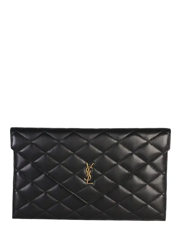 Saint Laurent Matelassé Lambskin Paris Pouch - Black