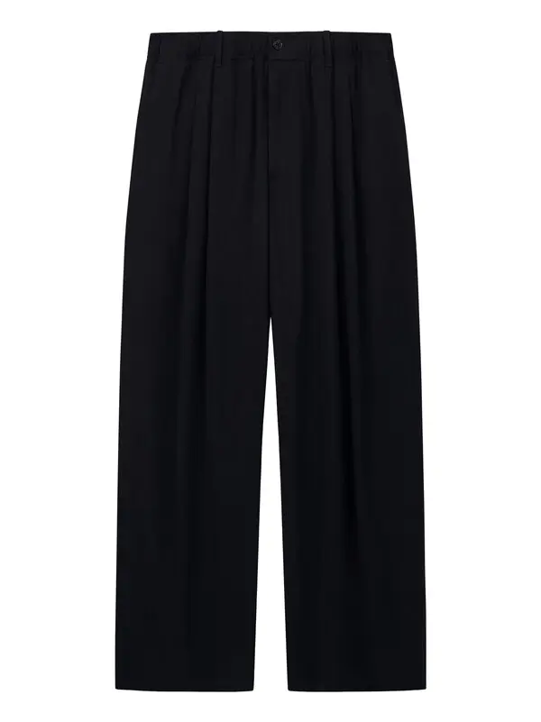 Giorgio Armani Vintage Viscose And Virgin Wool Oversized Trousers - Black