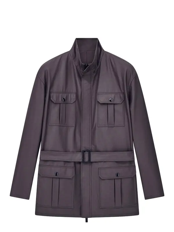 Giorgio Armani Silk Twill Parka Coat - Brown