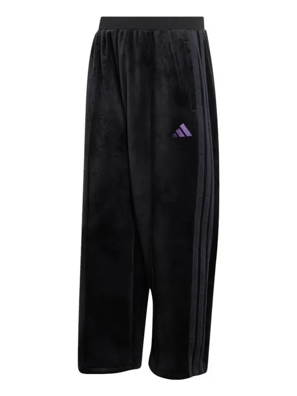 Adidas Stadium Loose Fit Velour Full Length Open Hem Trackpants - Black