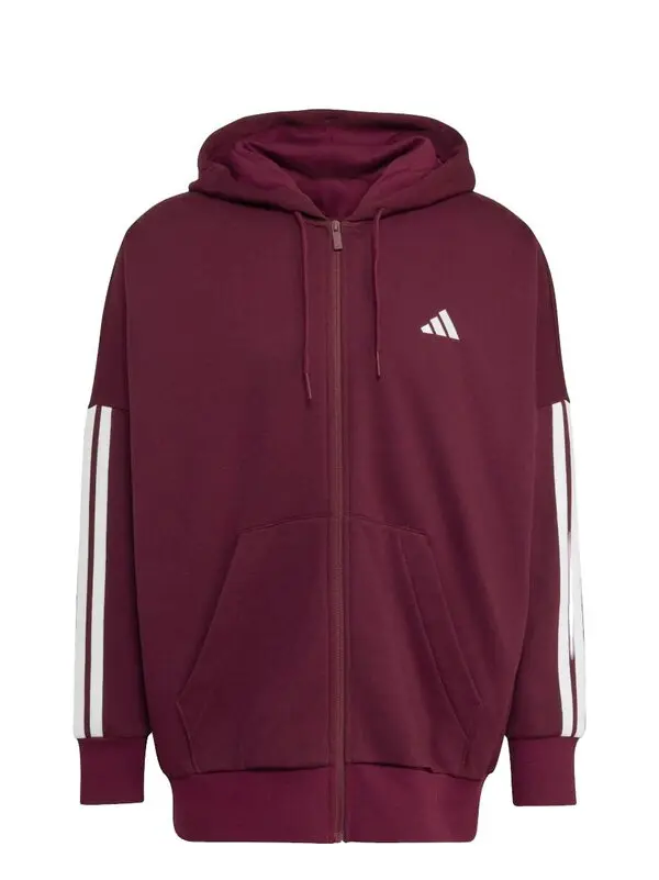 Adidas Essentials 3-stripes Full-zip Fleece Hoodie - Maroon