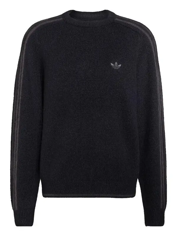 Adidas 3-stripes Fluffy Knit Crew Jumper - Black