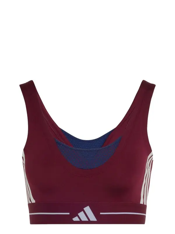 Adidas Hyperglam 3-stripes Color Block Light Support Bra - Maroon