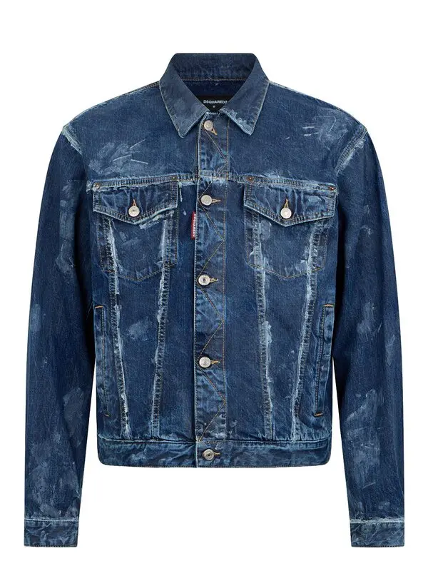Dsquared2 Dark Frosted Oversized Denim Trucker Jacket - Blue