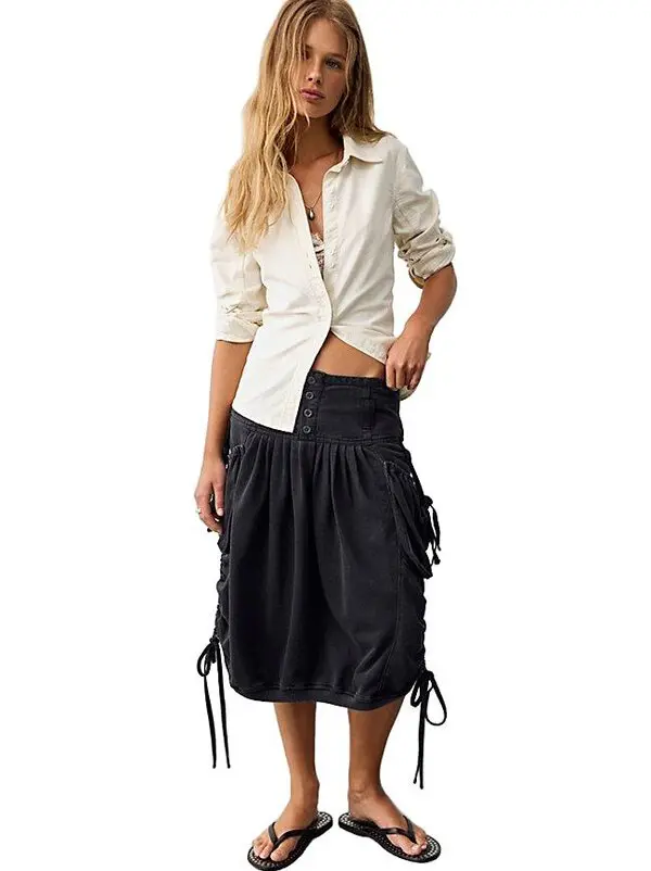 Free People We The Free Nightshade Knit Midi Skirt - Black