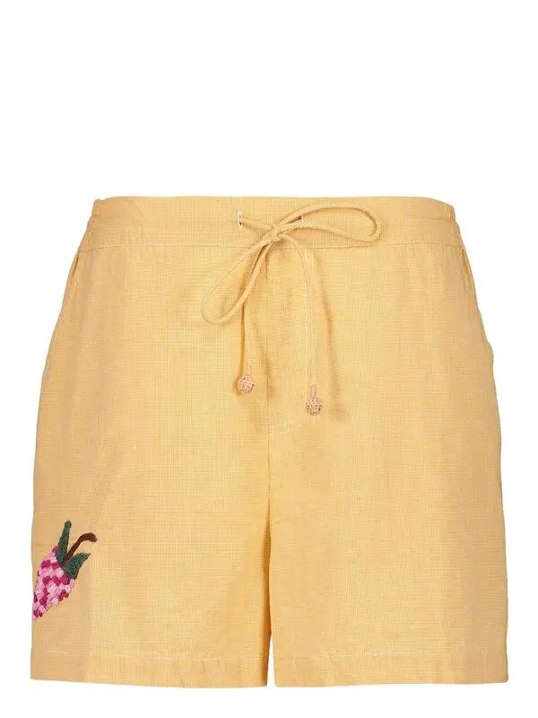 BAZISZT Baziiszt Embroidered Fruit Drawstring Shorts - Orange