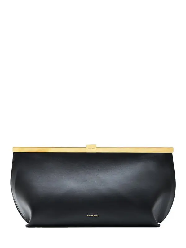 ANINE BING Sculptural Leather Clutch - Black