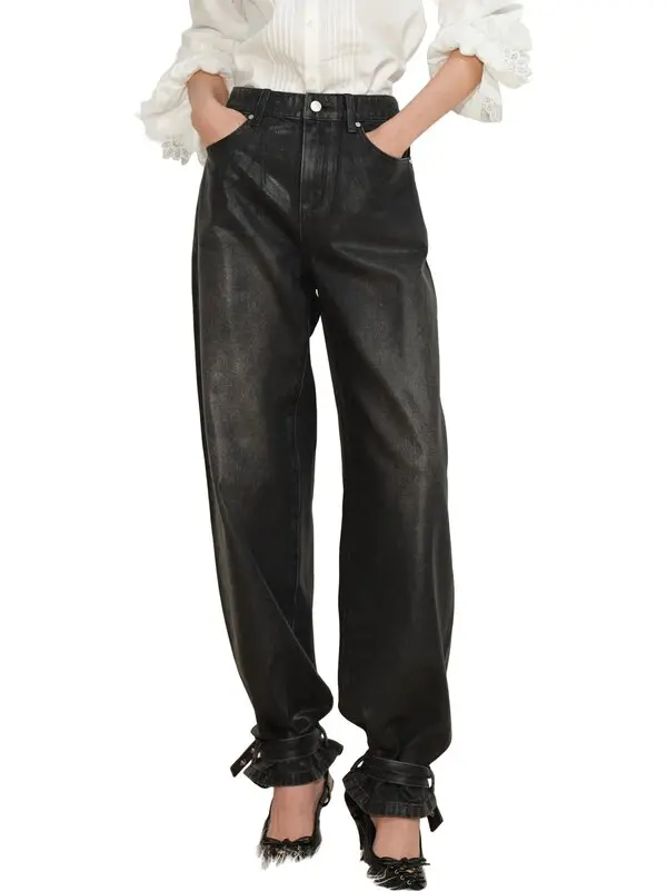 Fabrique Lila Cinch Hem Barrel Leg Jeans - Black