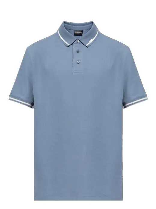Emporio Armani Stripe Detailed Short-sleeved Polo Shirt - Blue