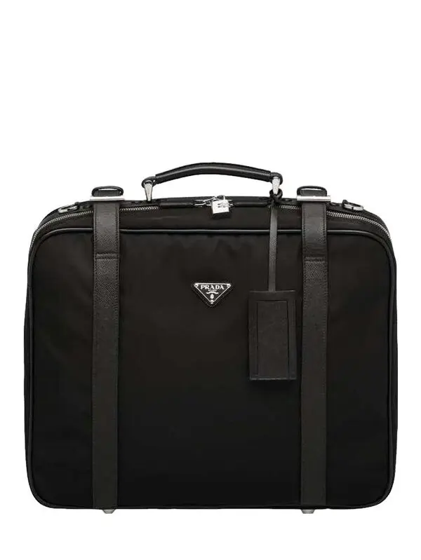 Prada Semi-rigid Nylon And Saffiano Leather Suitcase - Black