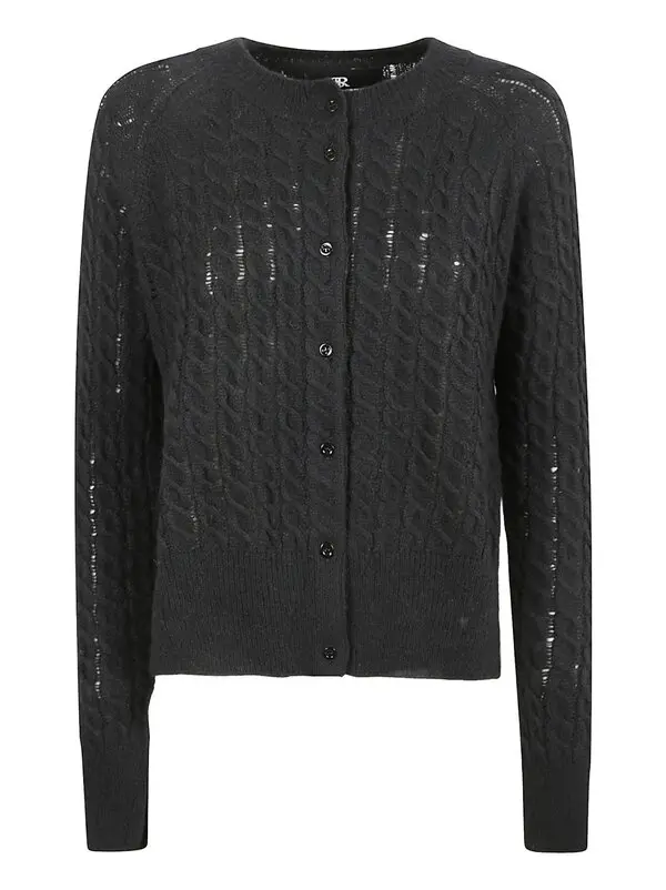 Ermanno Scervino Lace-trimmed Cable Knit Top - Black