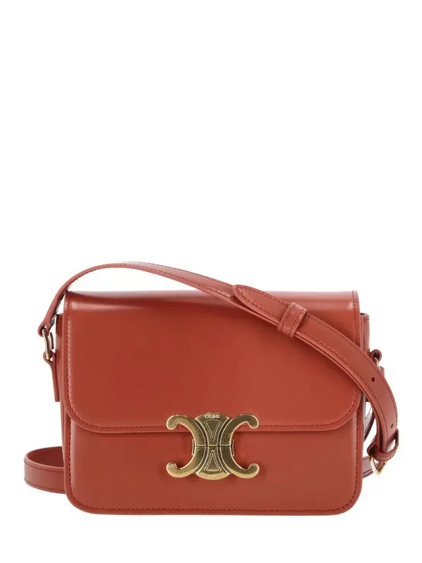 Celine Teen Triomphe Bag In Shiny Calfskin - Brown