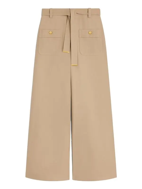 Celine Cotton Twill Flared Trousers - Beige