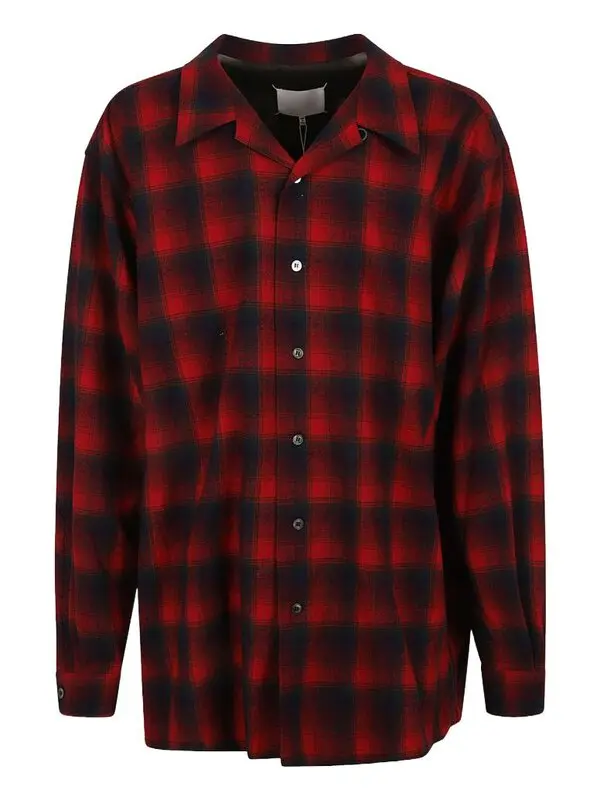 MAISON MARGIELA Checked Buttoned Shirt - Brown