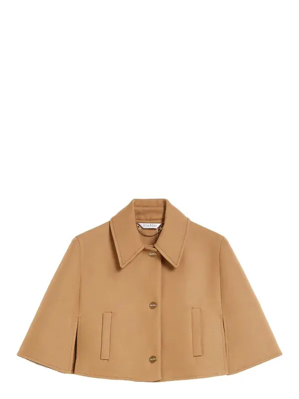 Max Mara Short Wool And Cotton Cape - Camel