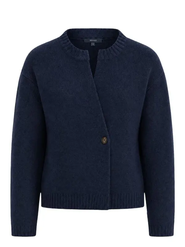 Soeur Long Sleeve Open-front Cardigan - Navy Blue