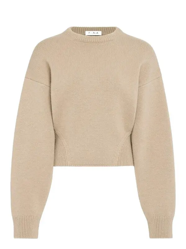 Alaïa Cashmere Knit Crewneck Pullover - Sand-colored