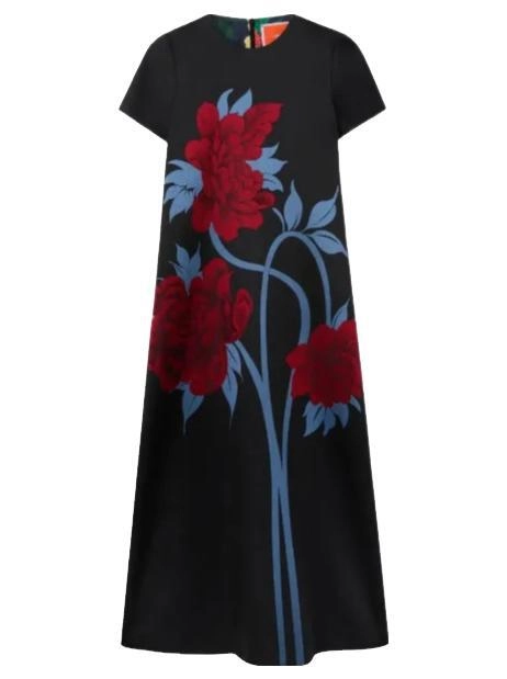 La DoubleJ Peonies Jacquard Dress - Black