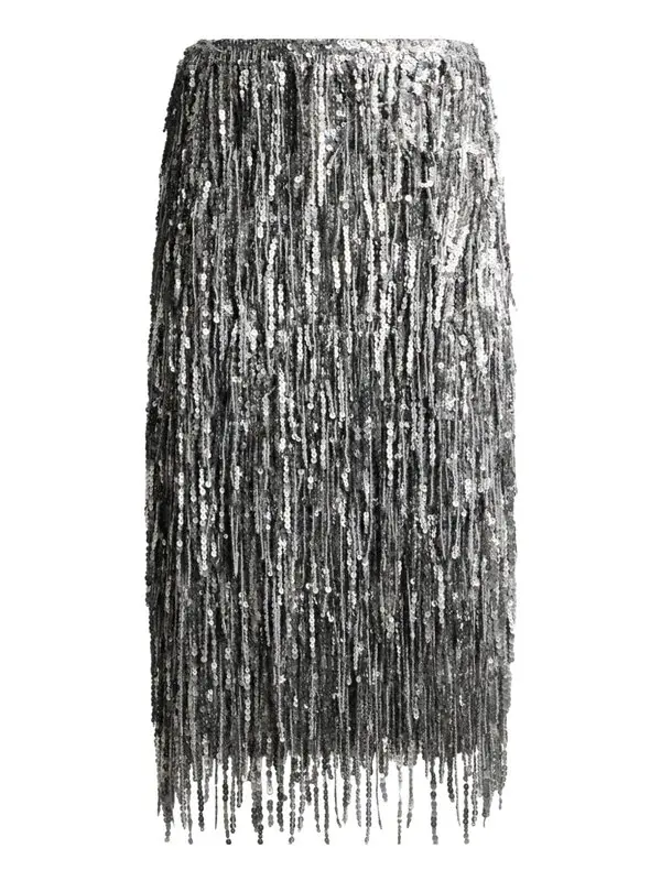 Rag & Bone Sequined Tulle Midi Skirt - Silver