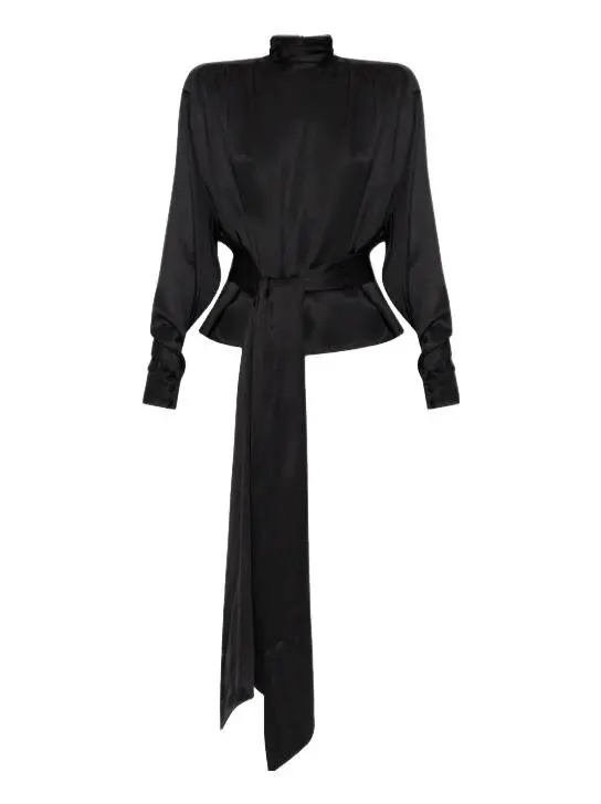Balmain Silk Asymmetrical Shirt - Black