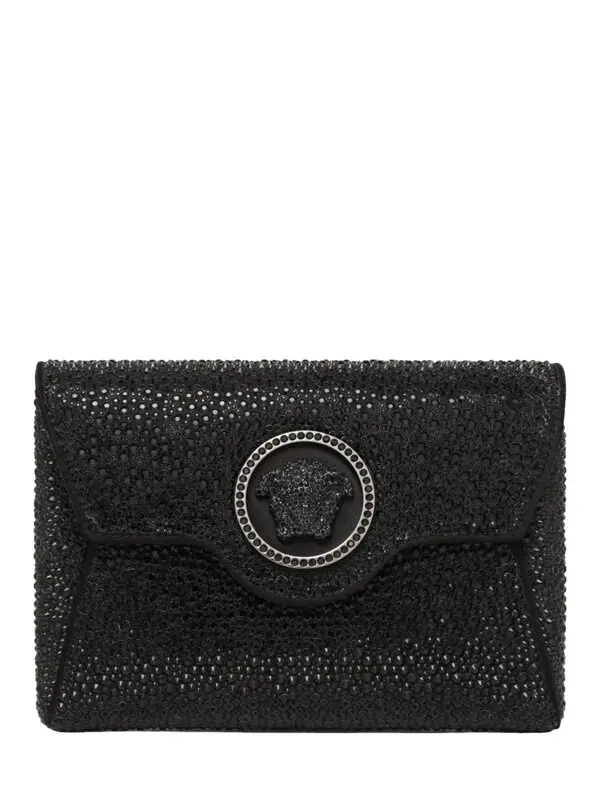 Versace Embellished Chain Shoulder Bag - Black