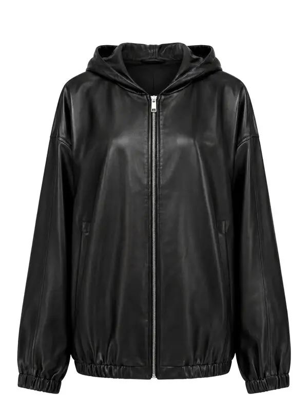 ARMA Hooded Leather Jacket - Black