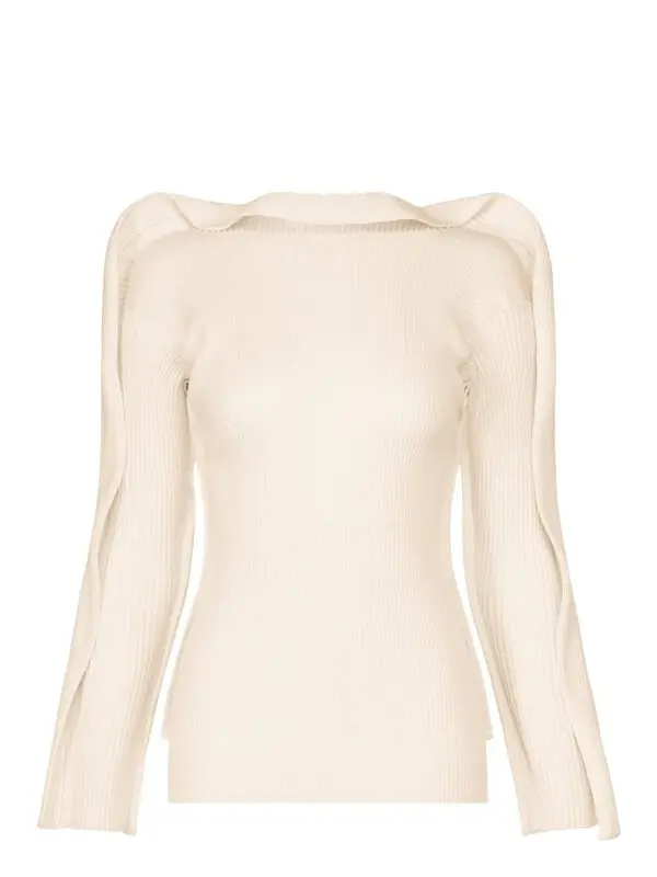 Issey Miyake Ribbed Boatneck Top - Ivory