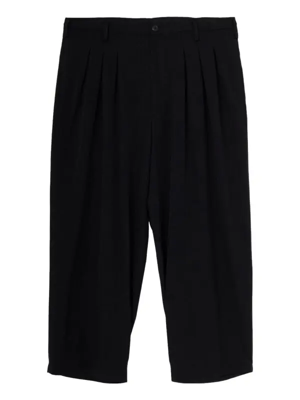 Yohji Yamamoto Wool Gabardine 12-tuck Trousers - Black