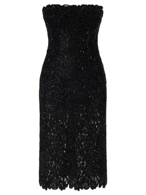 Ermanno Scervino Crystal-embellished Lace-knit Midi Dress - Black