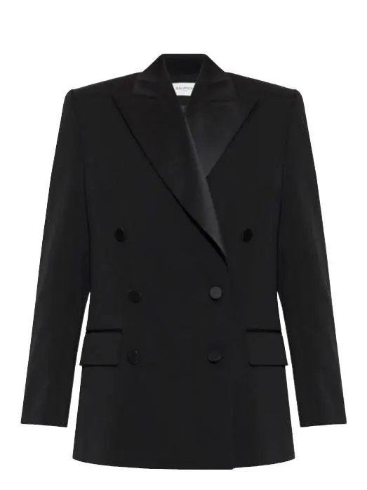 Balmain Long Sleeve Double-breasted Blazer - Black