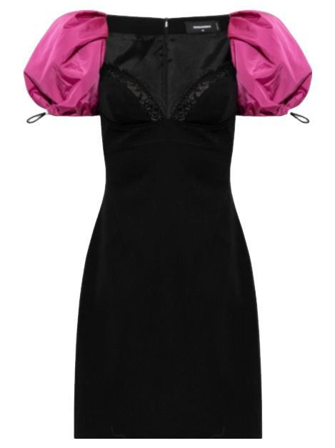 Dsquared2 Mini Dress With Lace Trim - Black