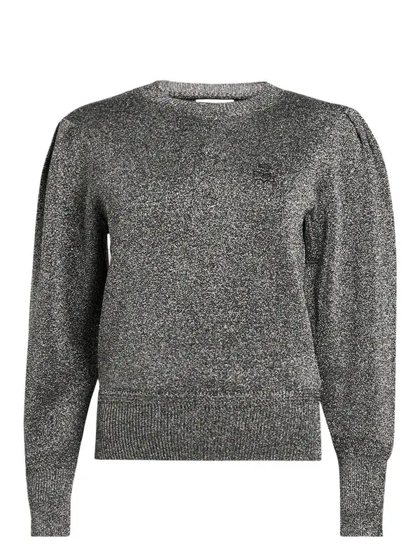 Isabel Marant Étoile Pullover With Puff Sleeves And Embroidered Logo - Silver
