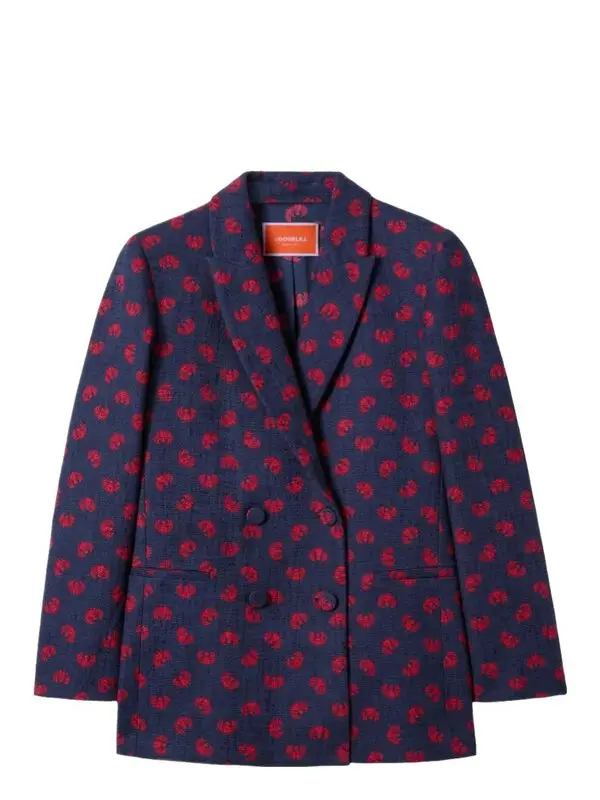 La DoubleJ Double-breasted Floral Blazer - Blue