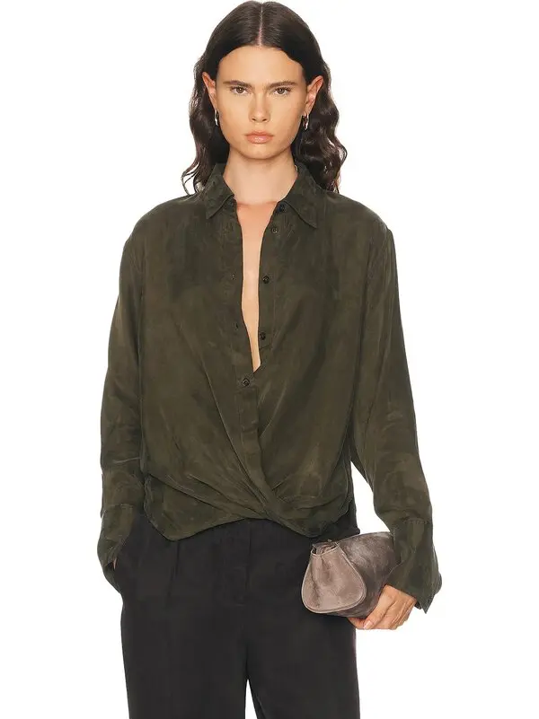 Helmut Lang Fluid Drape Shirt - Moss