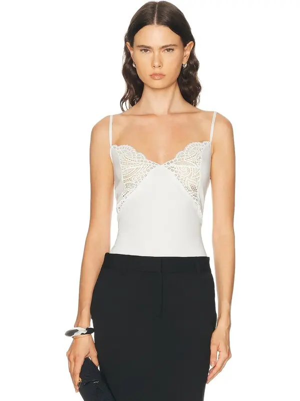 Beaufille Papillon Cami Top With Lace Paneling - White