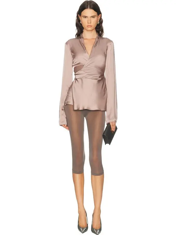 Rick Owens Laura Long Sleeve Wrap Top - Rose