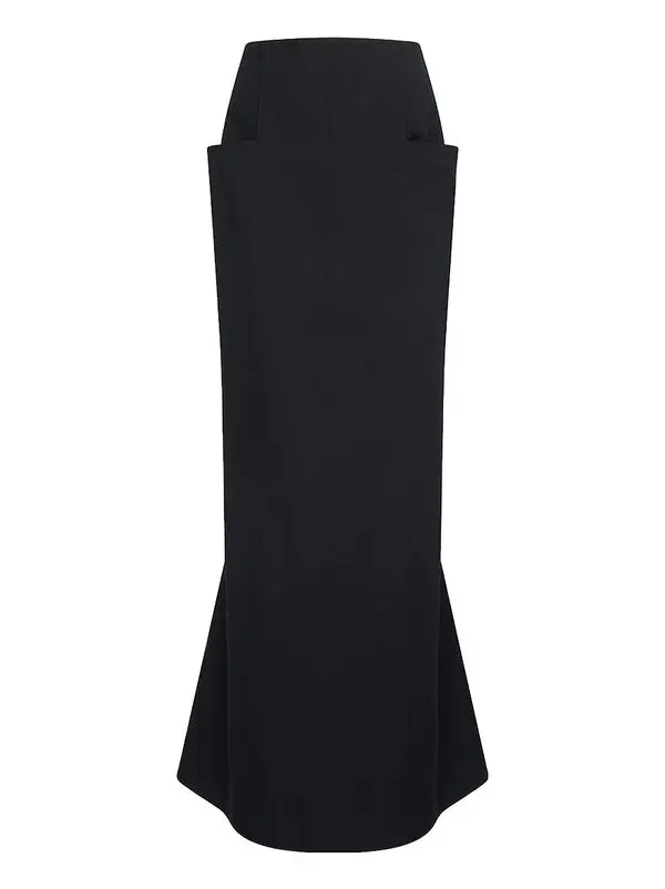 Alaïa Wool Knit Flared Column Skirt - Noir