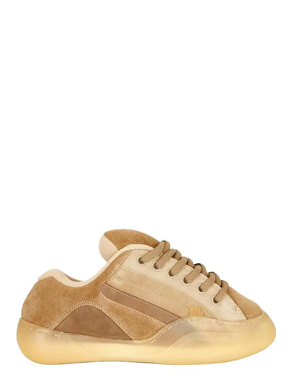 ERL Quad Vamp Leather Lace-up Sneakers - Beige