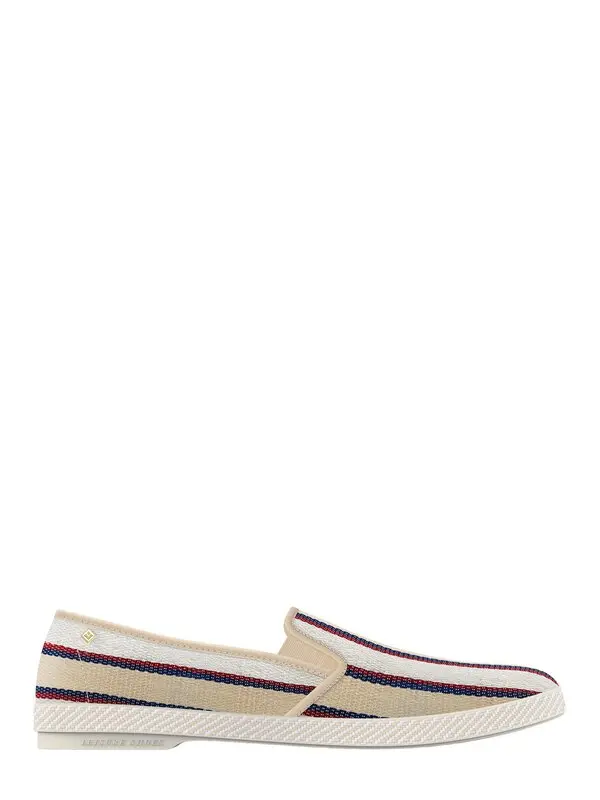 Rivieras Classic Playa Deauville Striped Canvas Slip-on Shoes - Beige/black